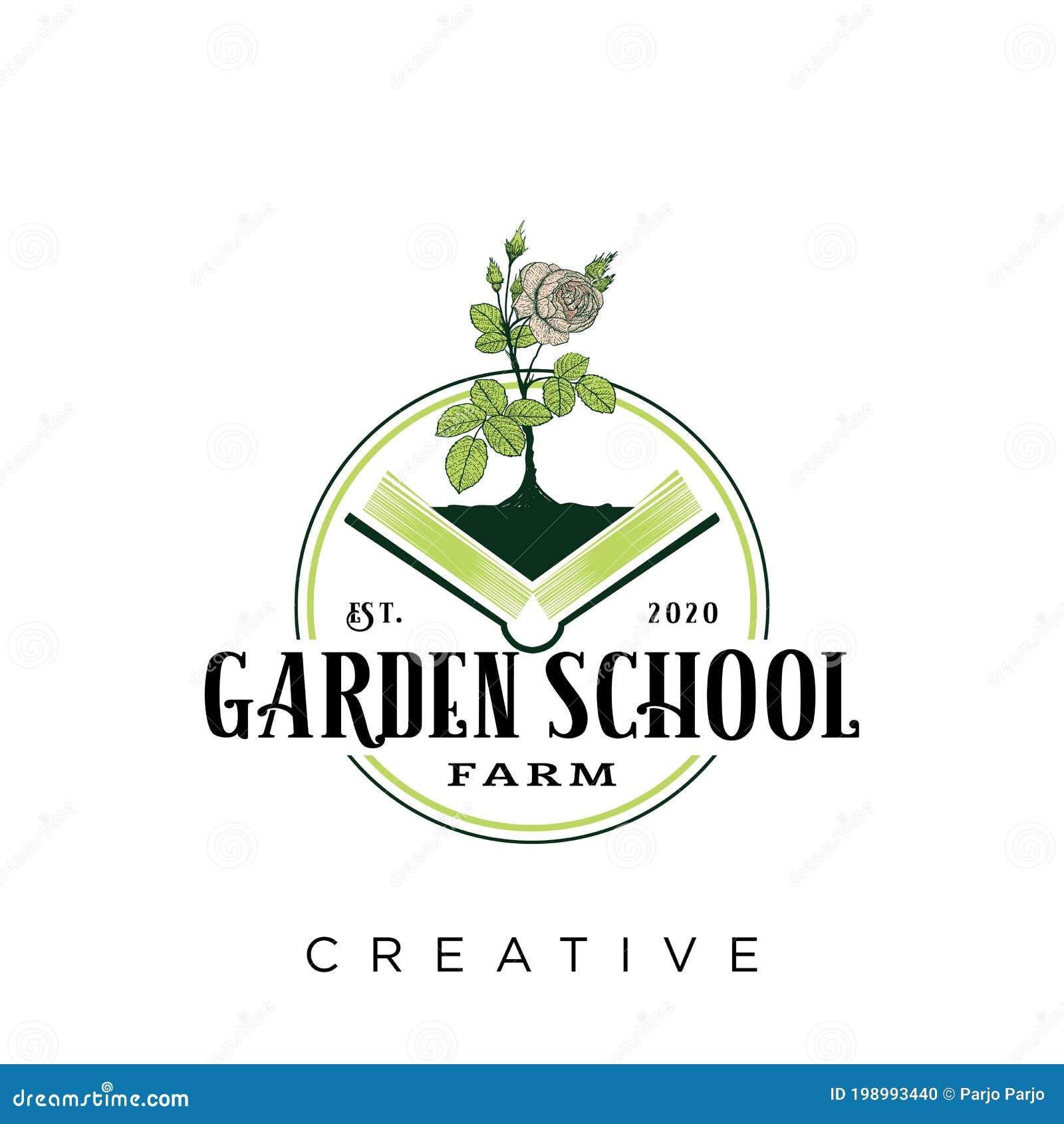 Garden School Logo Illustration Hand Draw Design Vector Stock ...