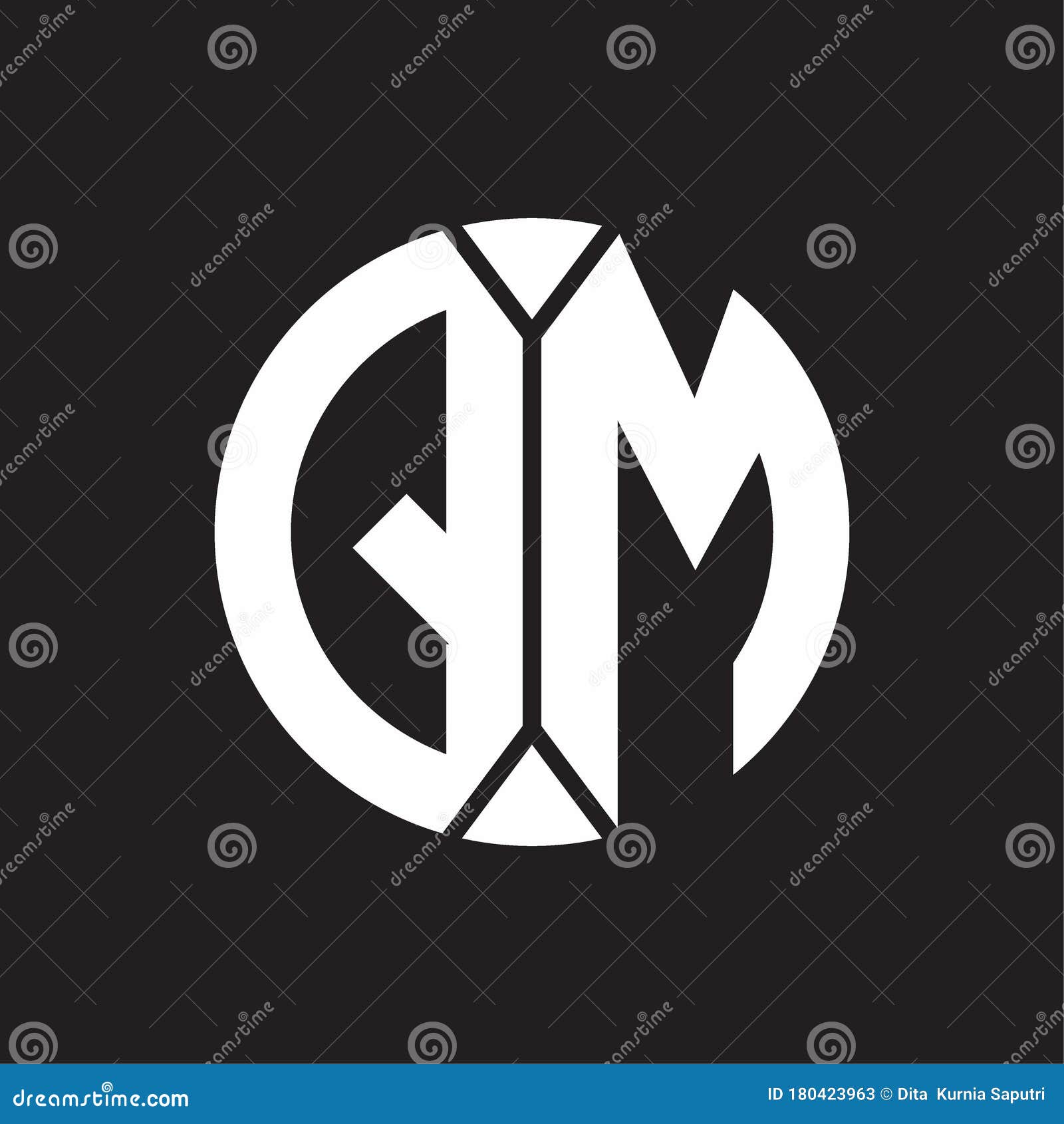 QM Logo Monogram with Piece Circle Ribbon Style Stock Illustration ...