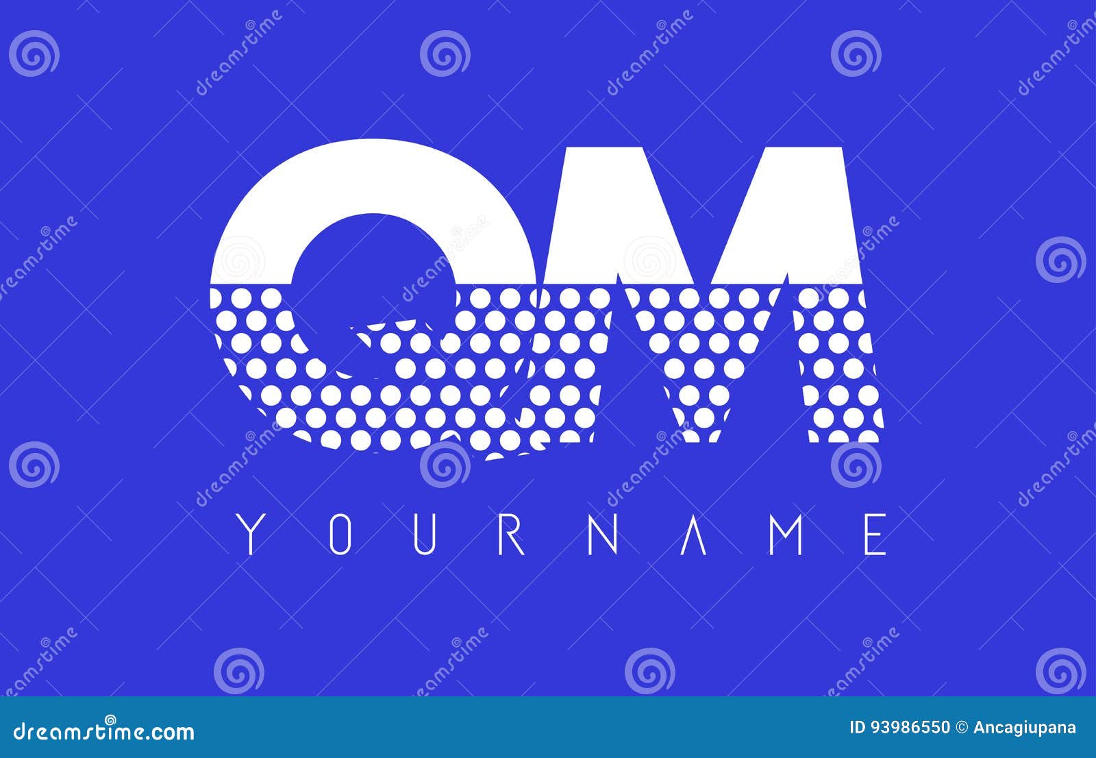 QM Q M Dotted Letter Logo Design with Blue Background. Stock Vector ...