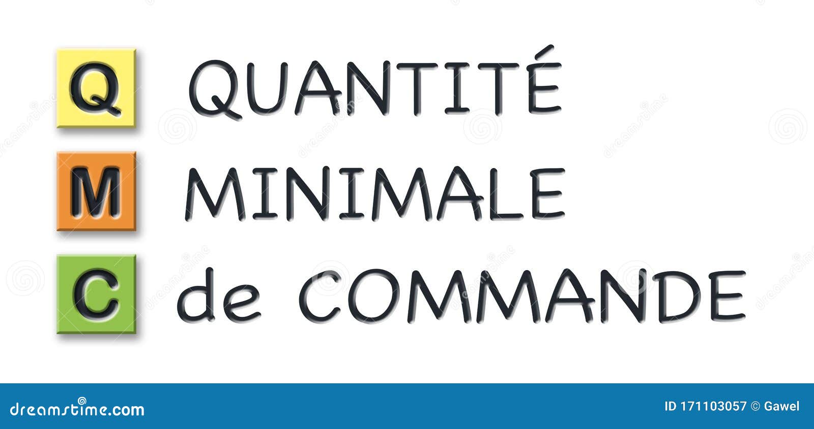 QMC Initials in Colored 3d Cubes with Meaning in French Language Stock ...