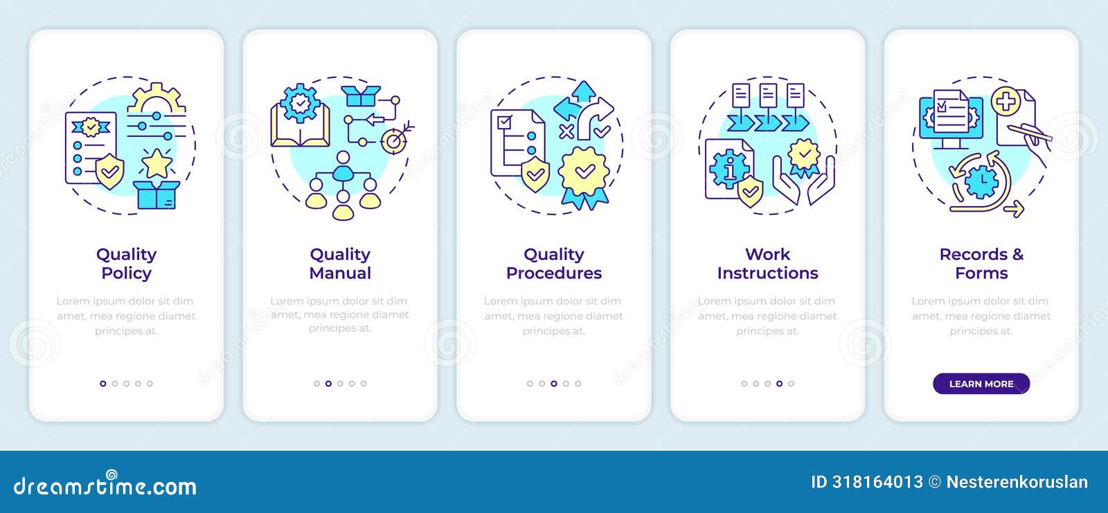 Qms Document Structure Onboarding Mobile App Screen Stock Vector Illustration Of Onboarding