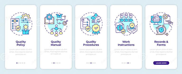 Qms Document Structure Onboarding Mobile App Screen Stock Vector Illustration Of Onboarding