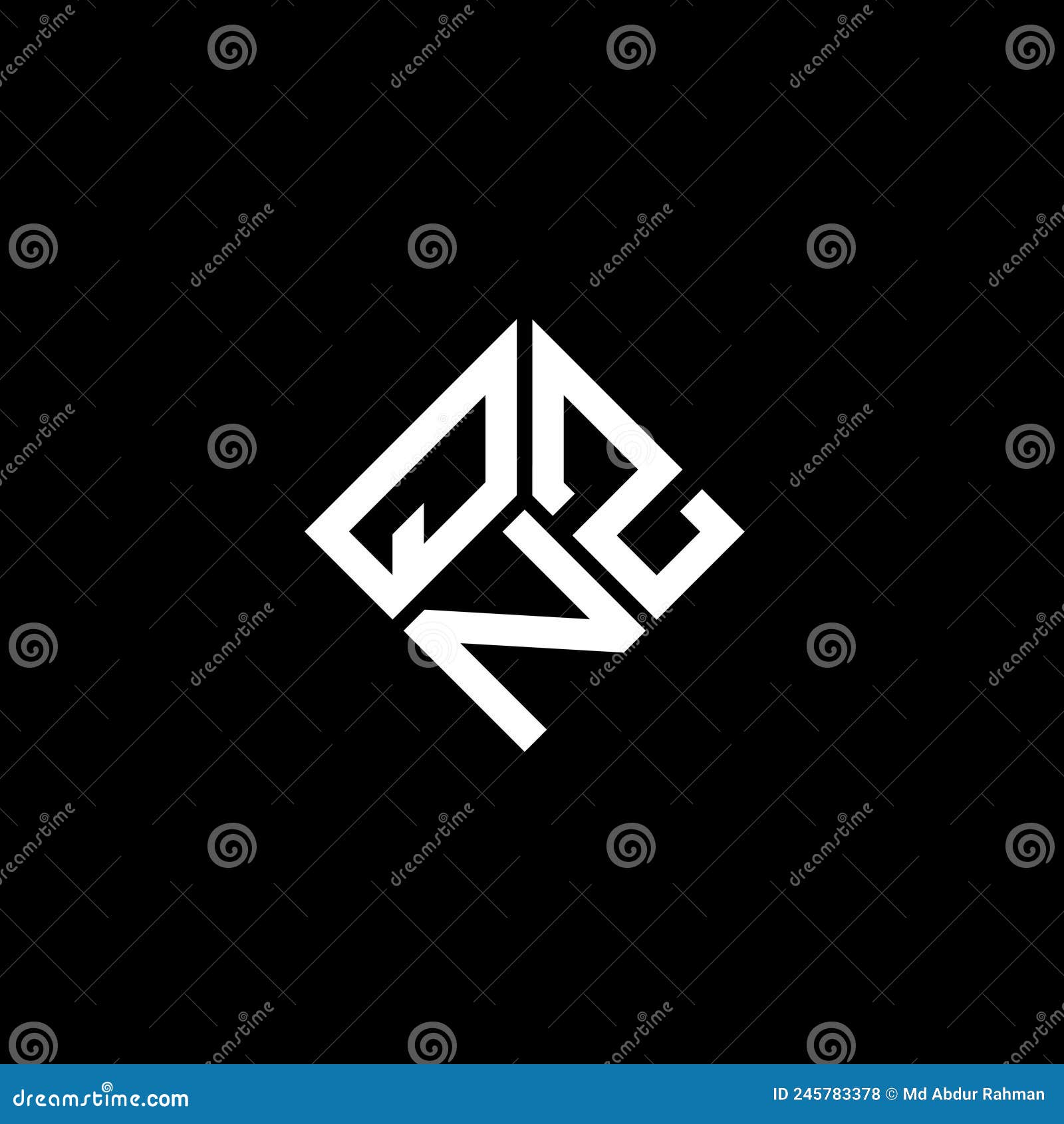 QNZ Letter Logo Design on Black Background. QNZ Creative Initials ...