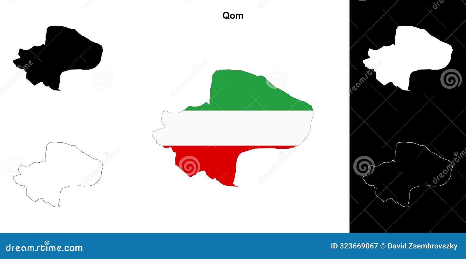 Qom outline map stock vector. Illustration of boundaries - 323669067