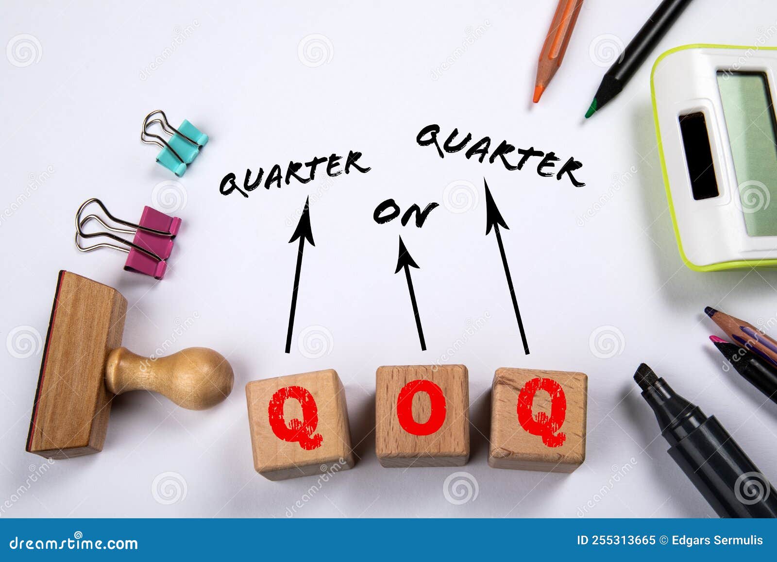 QOQ - Quarter on Quarter. White Office Desk Stock Image - Image of ...