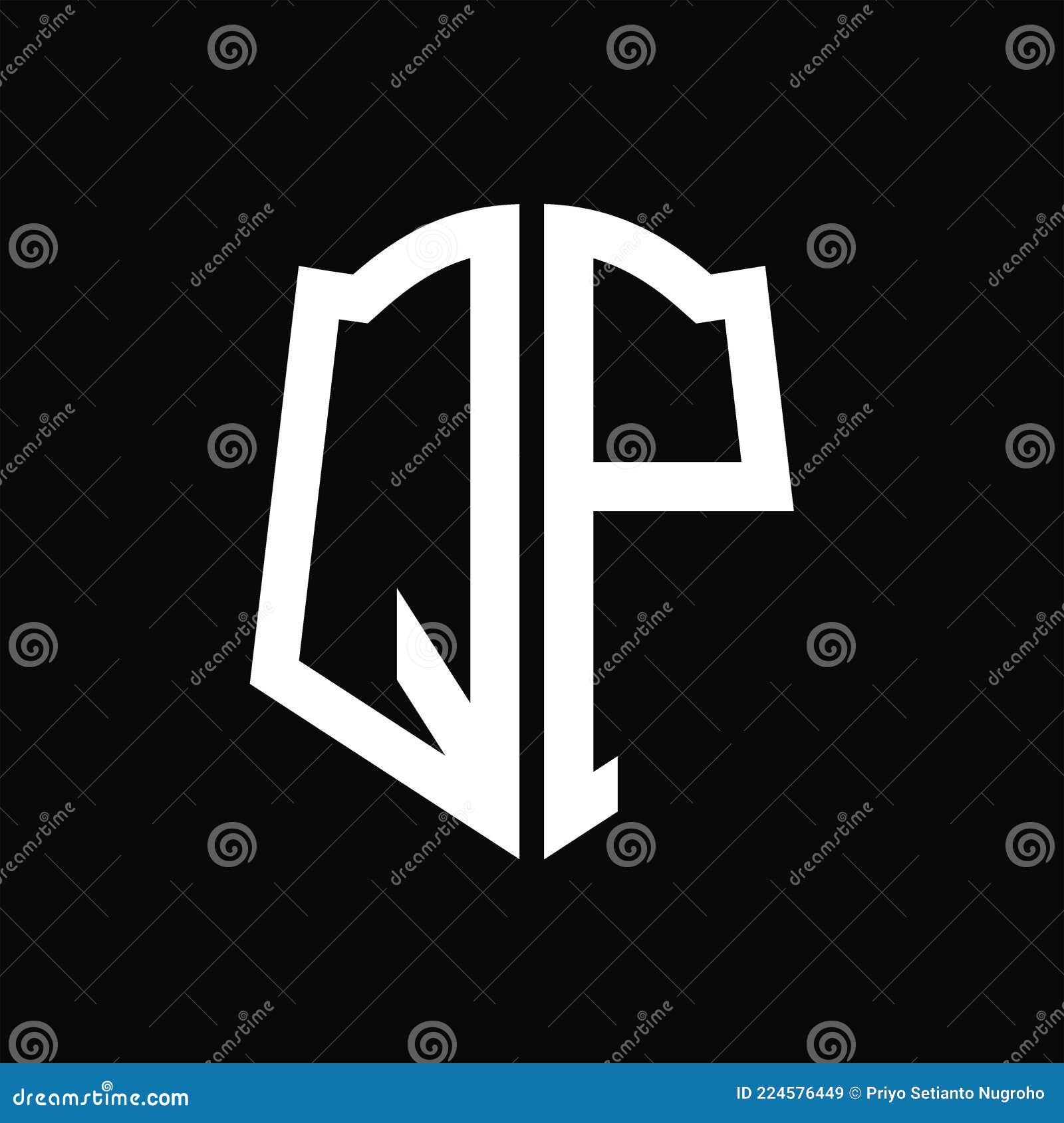 QP Logo Monogram with Shield Shape Ribbon Design Template Stock Vector ...
