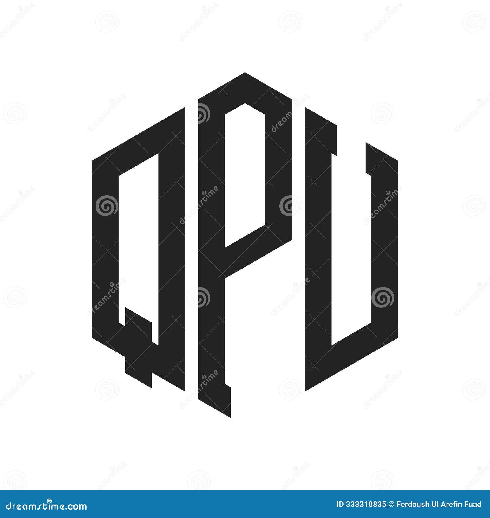 QPU Logo Design. Initial Letter QPU Monogram Logo Using Hexagon Shape ...
