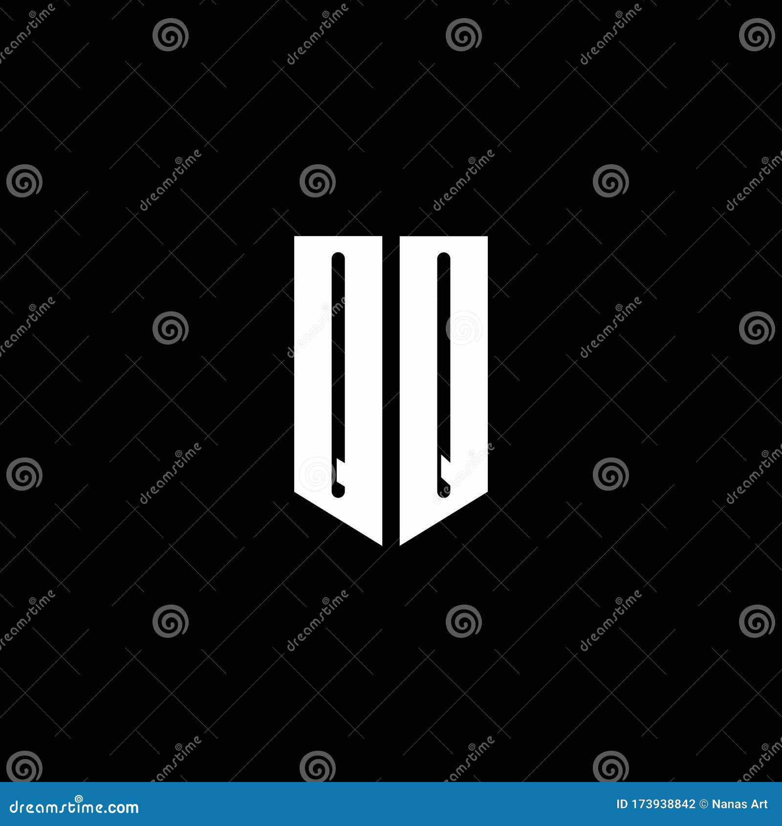 QQ Logo Monogram with Emblem Style Isolated on Black Background Stock ...