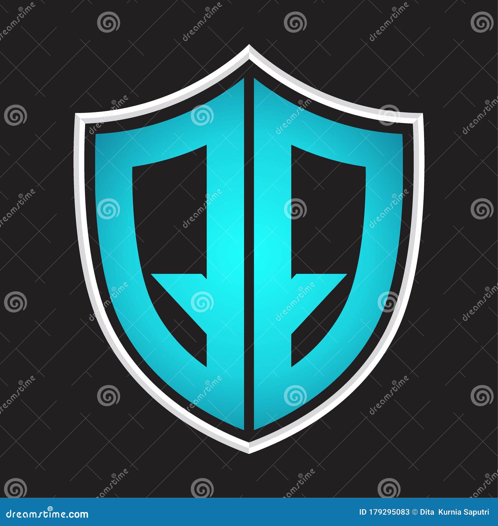 QQ Logo Monogram with Shield Shape Isolated Blue Colors on Outline ...
