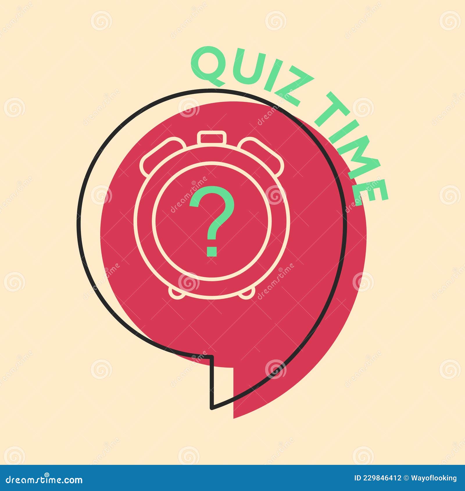 Alarm Clock with a Question Mark Inside a Chat Bubble with Text QUIZ ...