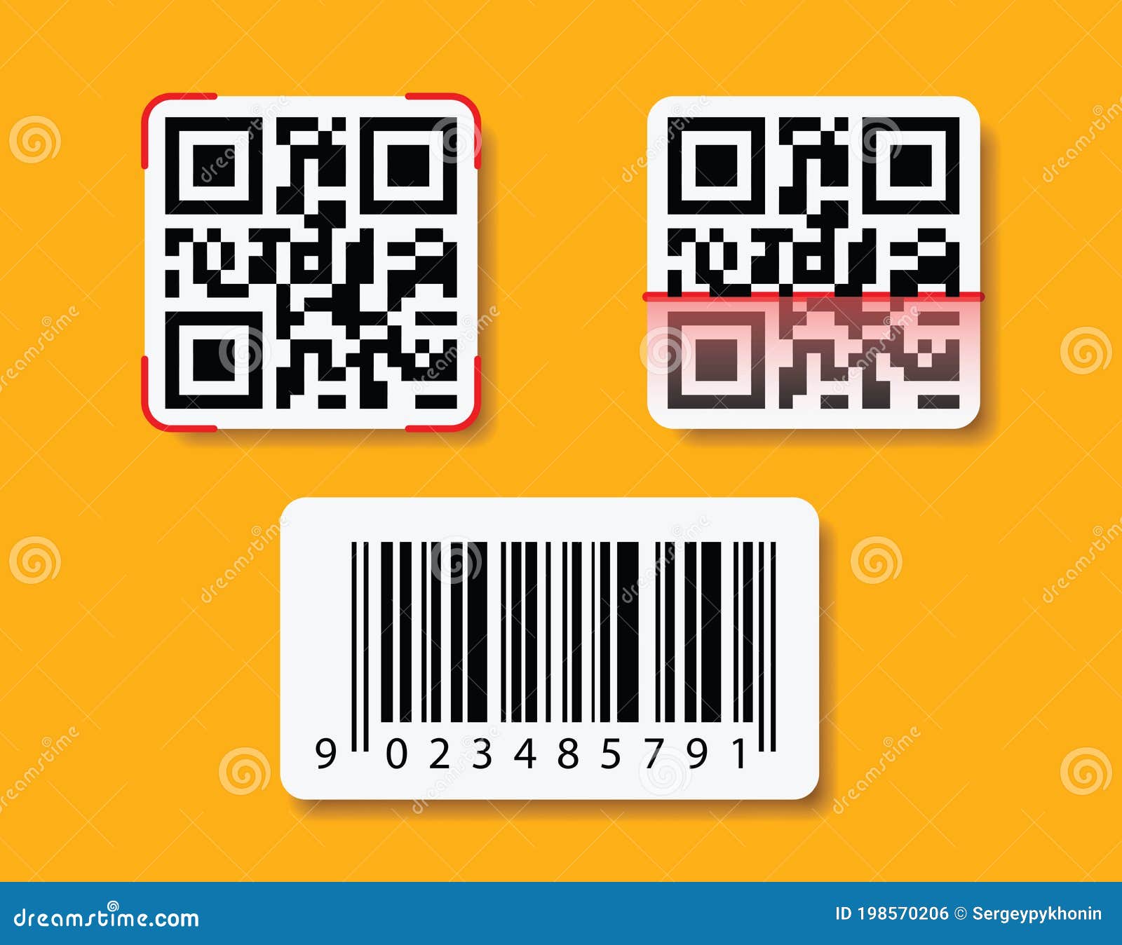 QR, Barcode Sticker. Digital Electronic Code Symbol Vector Stock Vector ...