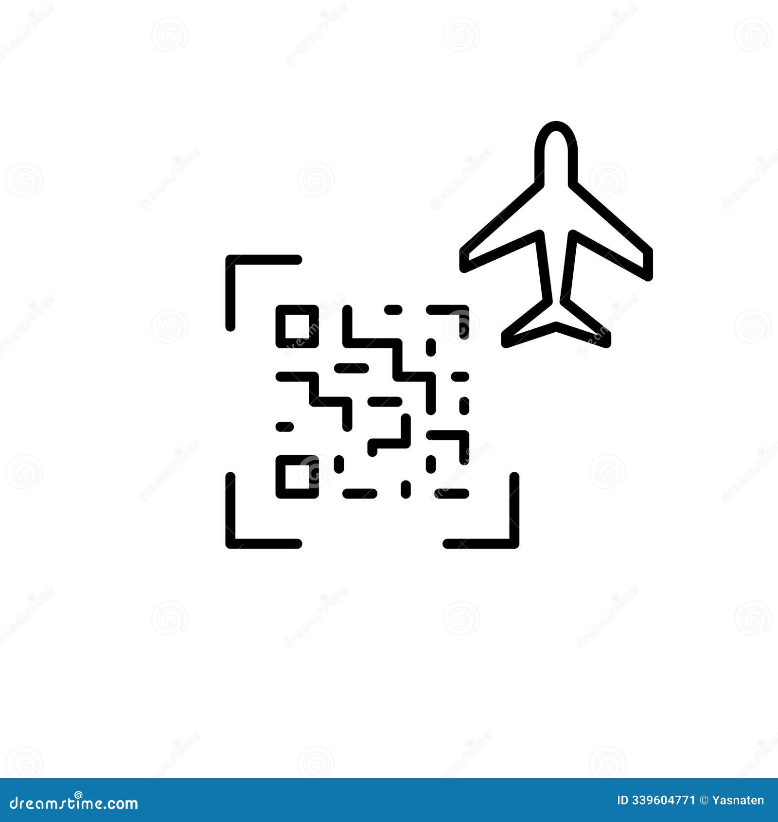 Qr Code with Airplane. Contactless Flight Check-in and Boarding. Pixel ...
