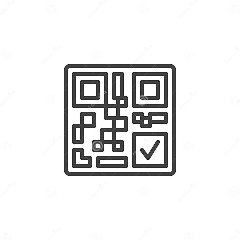 QR Code Authentication Line Icon Stock Illustration - Illustration of ...