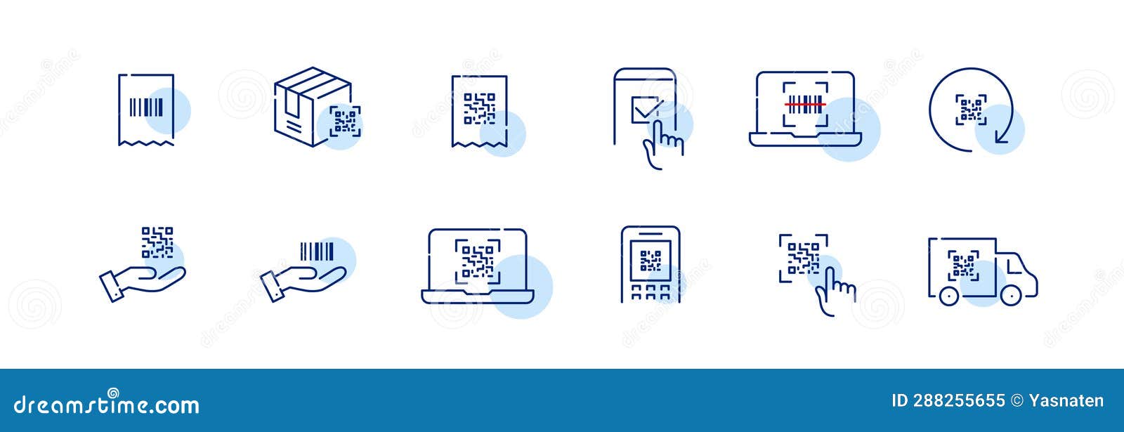 Qr Code and Barcode Icons. Payment Terminal, Delivery Tracking and ...