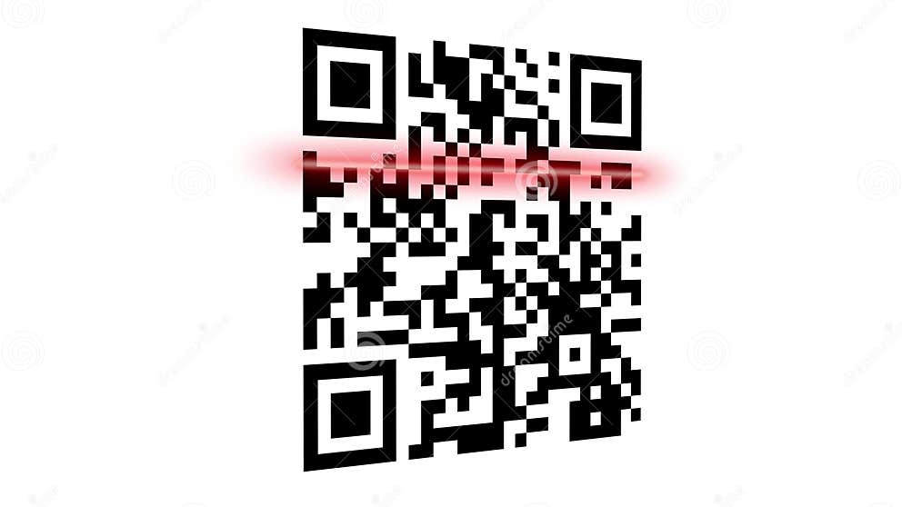 QR Code Being Scanned with a Red Laser. Electronic Qr Code Scanner ...
