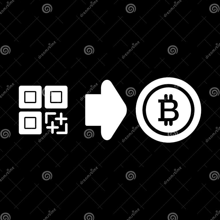 QR Code, Bitcoin Solid Icon. Vector Illustration Isolated on Black ...