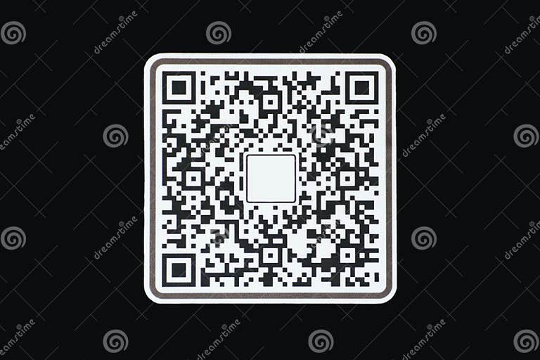 QR Code on the Black Background, Black and White Stock Photo - Image of ...