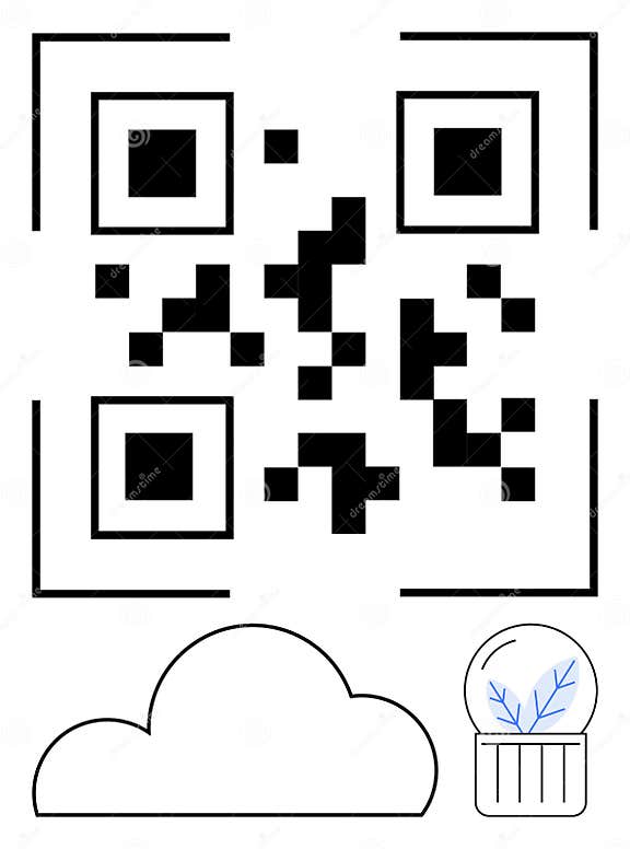 QR Code with Cloud and Globe Icon Representing Data Storage, Technology ...