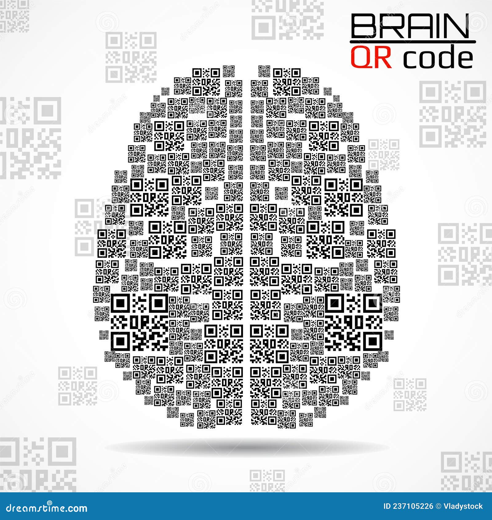QR Code Brain. Silhouette Human Brain With Qr Code. Technology Concept ...