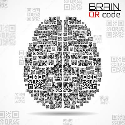 QR Code Brain. Silhouette Human Brain with Qr Code Stock Vector ...
