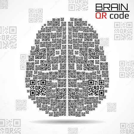 QR Code Brain. Silhouette Human Brain with Qr Code Stock Vector ...