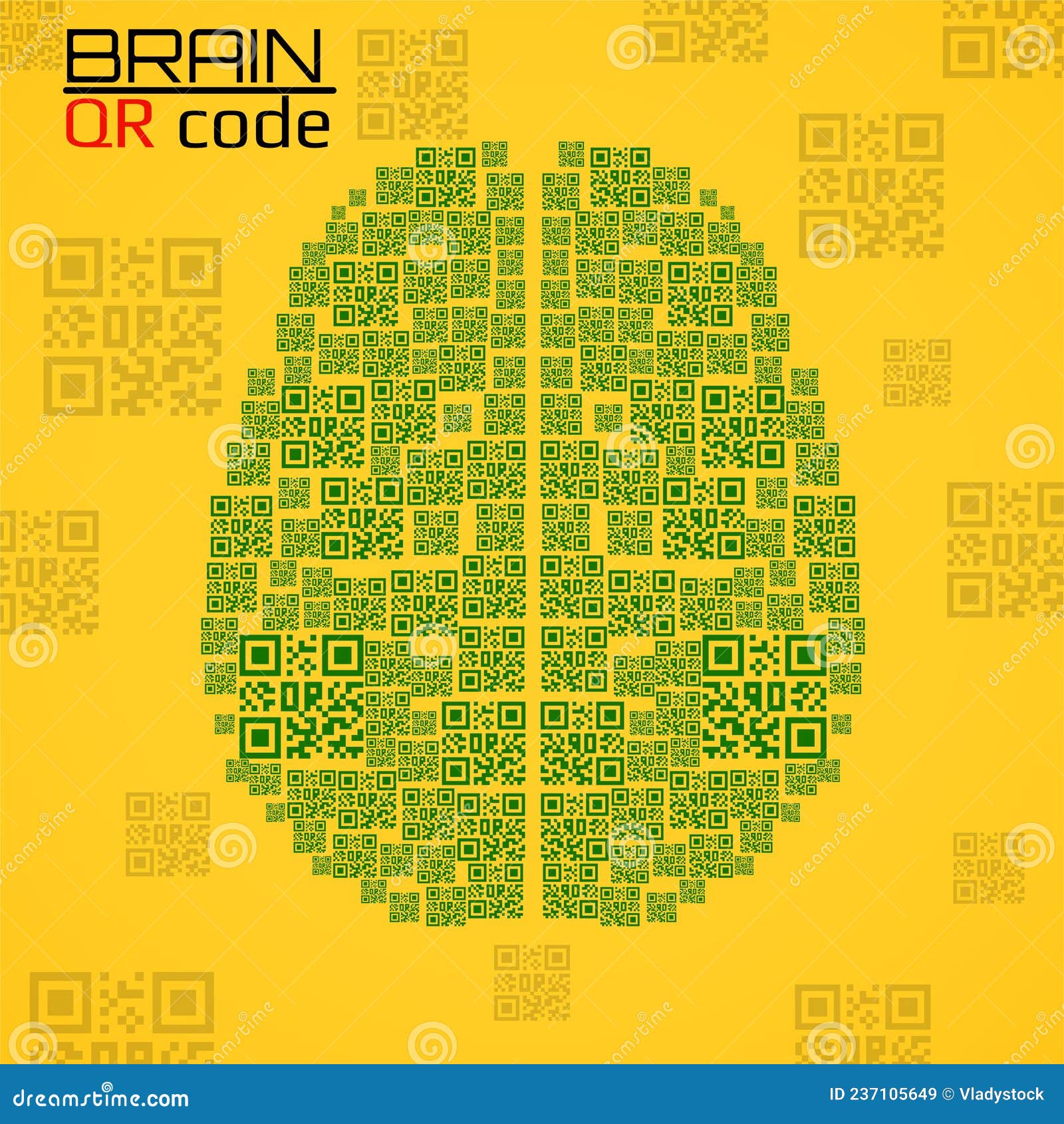 QR Code Brain. Silhouette Human Brain with Qr Code Stock Image - Image ...