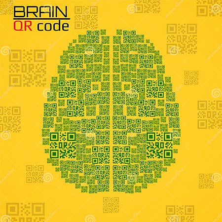 QR Code Brain. Silhouette Human Brain with Qr Code Stock Image - Image ...