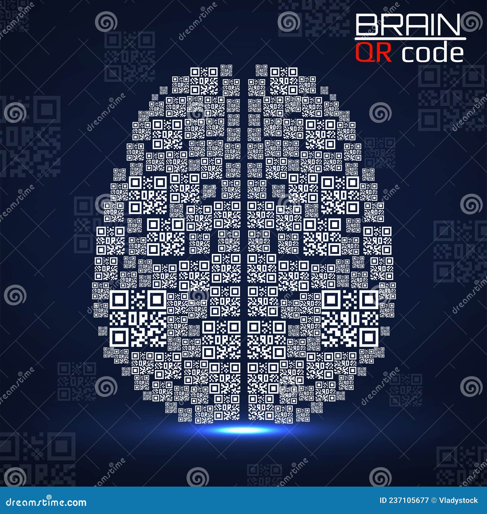 QR Code Brain. Silhouette Human Brain with Qr Code Stock Vector ...