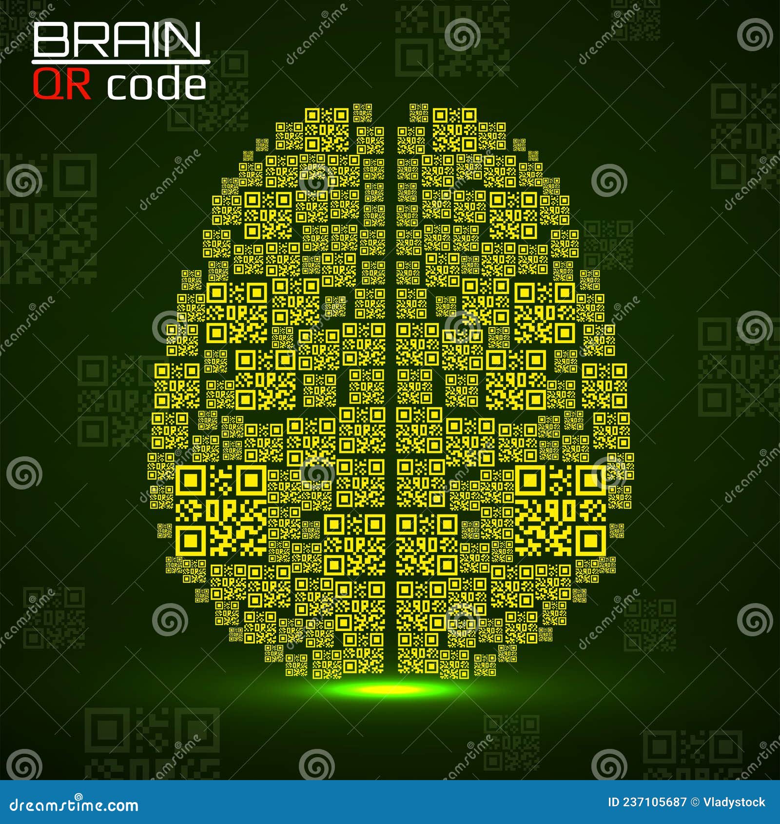 QR Code Brain. Silhouette Human Brain With Qr Code. Technology Concept ...