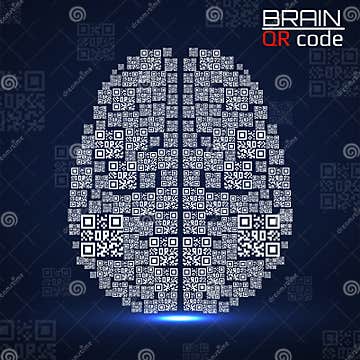 QR Code Brain. Silhouette Human Brain with Qr Code Stock Vector ...