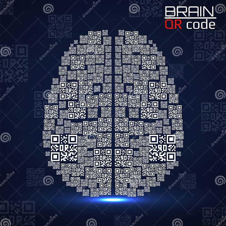 QR Code Brain. Silhouette Human Brain with Qr Code Stock Vector ...