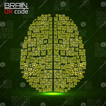 QR Code Brain. Silhouette Human Brain with Qr Code Stock Vector ...