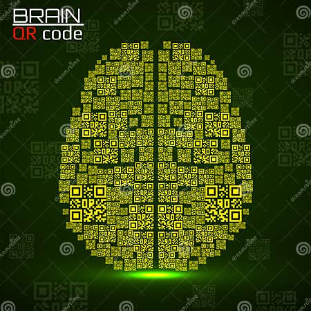 QR Code Brain. Silhouette Human Brain with Qr Code Stock Vector ...