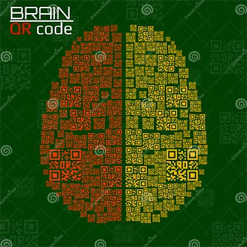 QR Code Brain. Silhouette Human Brain with Qr Code Stock Vector ...