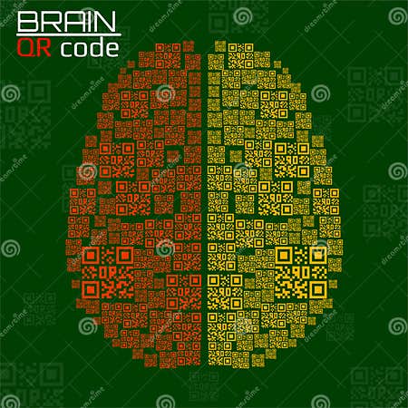 QR Code Brain. Silhouette Human Brain with Qr Code Stock Vector ...