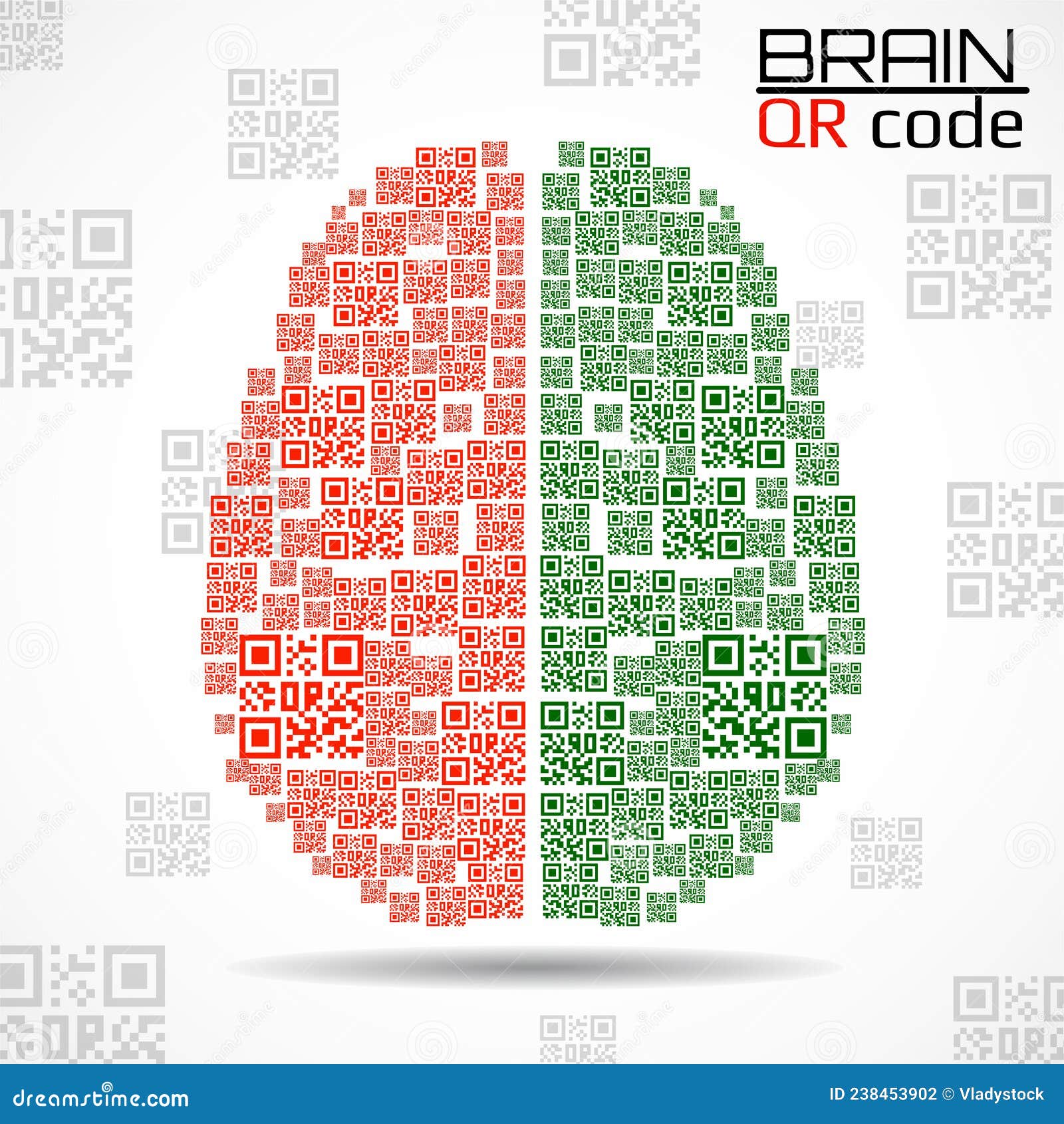QR Code Brain. Silhouette Human Brain with Qr Code Stock Vector ...