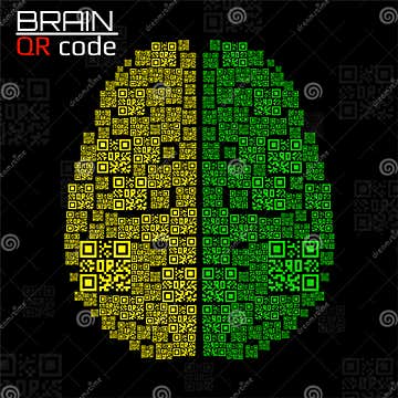 QR Code Brain. Silhouette Human Brain with Qr Code Stock Vector ...