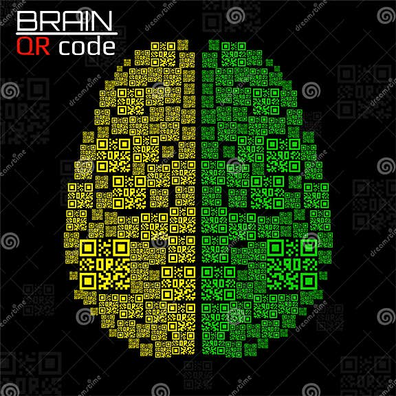 QR Code Brain. Silhouette Human Brain with Qr Code Stock Vector ...