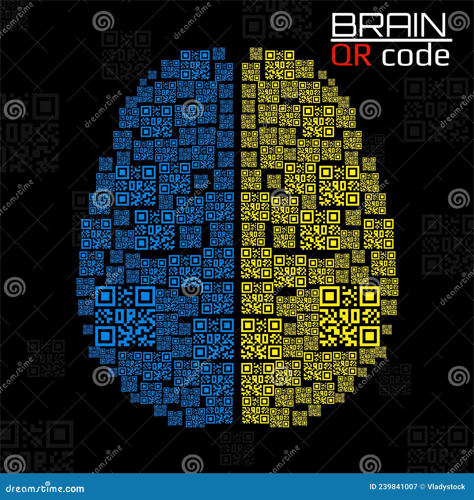 QR Code Brain. Silhouette Human Brain with Qr Code Stock Vector ...