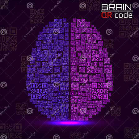 QR Code Brain. Silhouette Human Brain with Qr Code Stock Vector ...