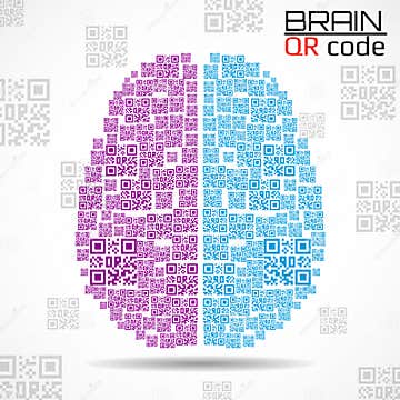 QR Code Brain. Silhouette Human Brain with Qr Code Stock Vector ...