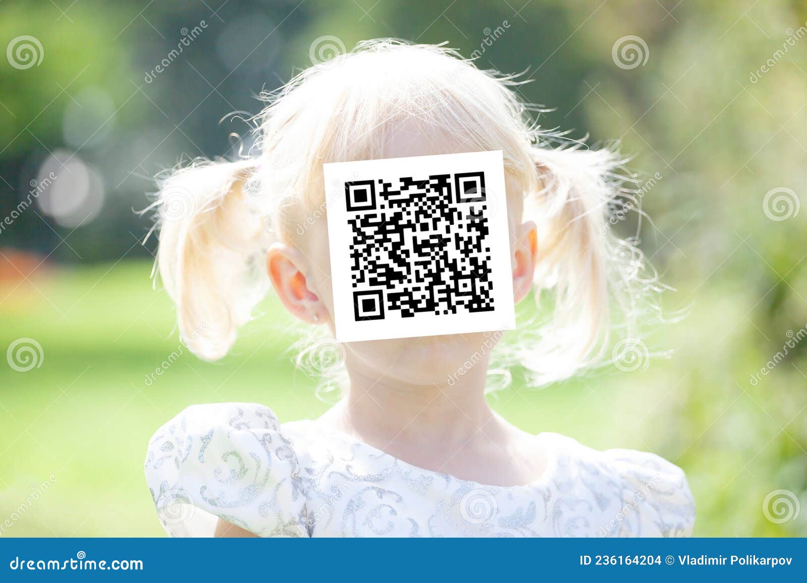 Qr Code on the Child& X27;s Face Stock Photo - Image of head ...