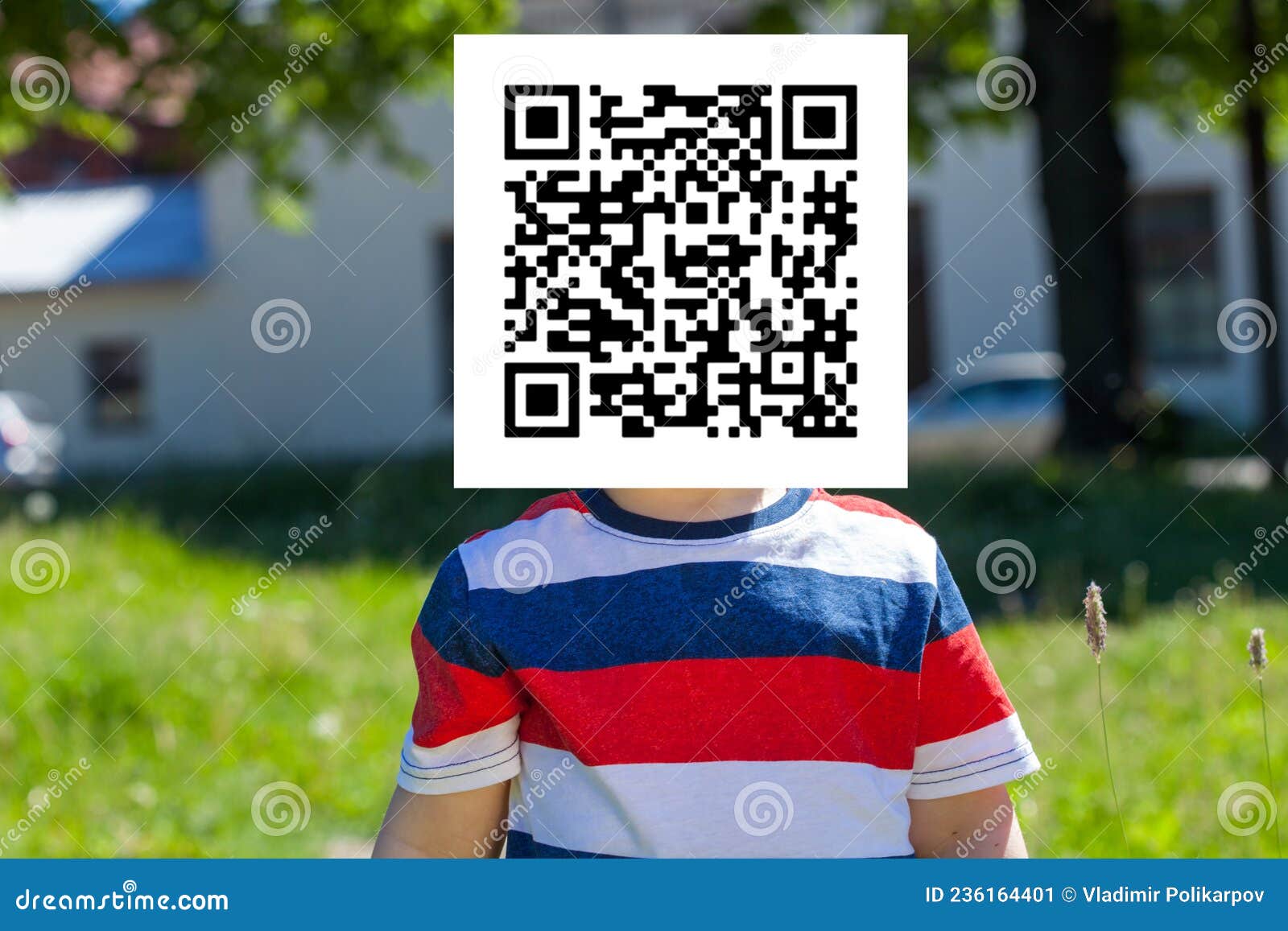 Qr Code on the Child& X27;s Face Stock Image - Image of health, childs ...