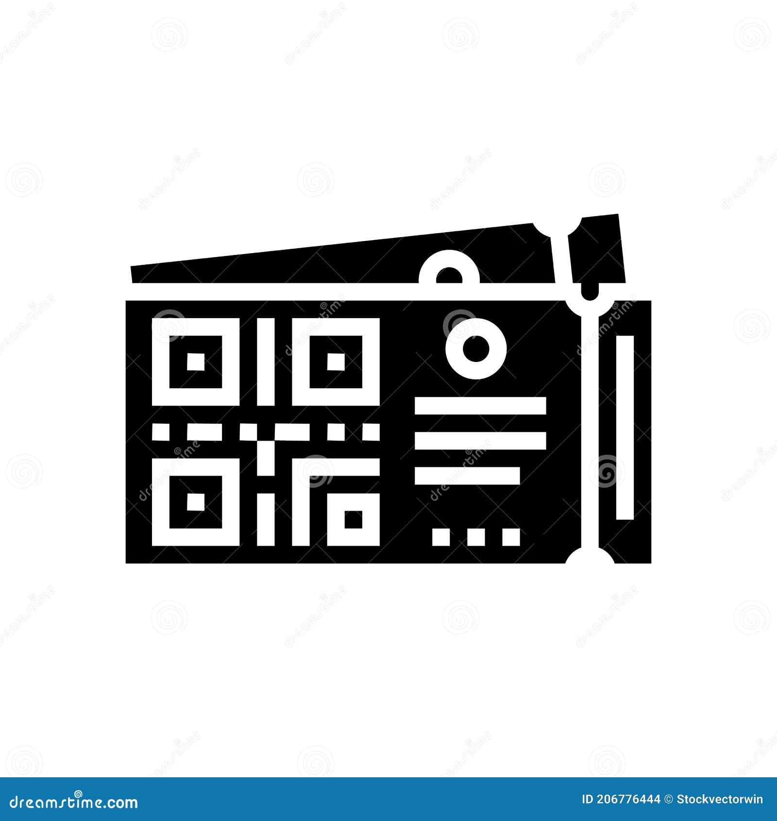 Qr Code on Cinema Ticket Glyph Icon Vector Isolated Illustration Stock ...