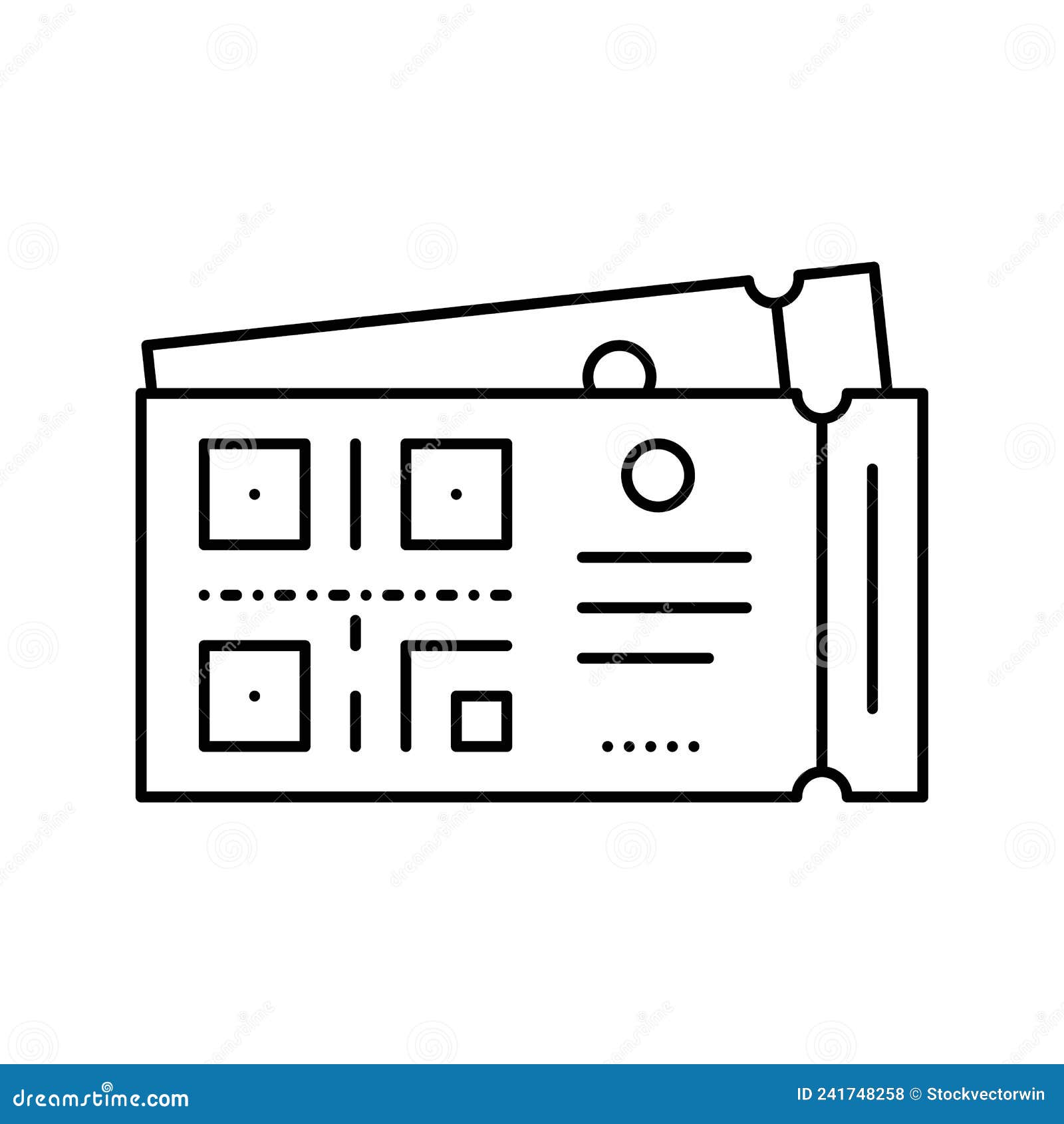 Qr Code on Cinema Ticket Line Icon Vector Isolated Illustration Stock ...