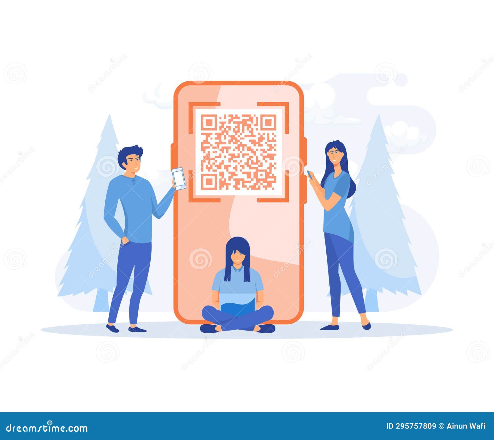 QR Code Concept, Young People Scanning Barcode Using Mobile Smartphone ...