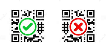 Qr Code Control Icon Check Mark and Cross Stock Vector - Illustration ...