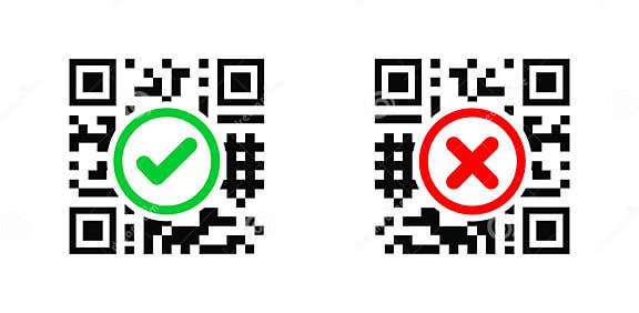 Qr Code Control Icon Check Mark and Cross Stock Vector - Illustration ...