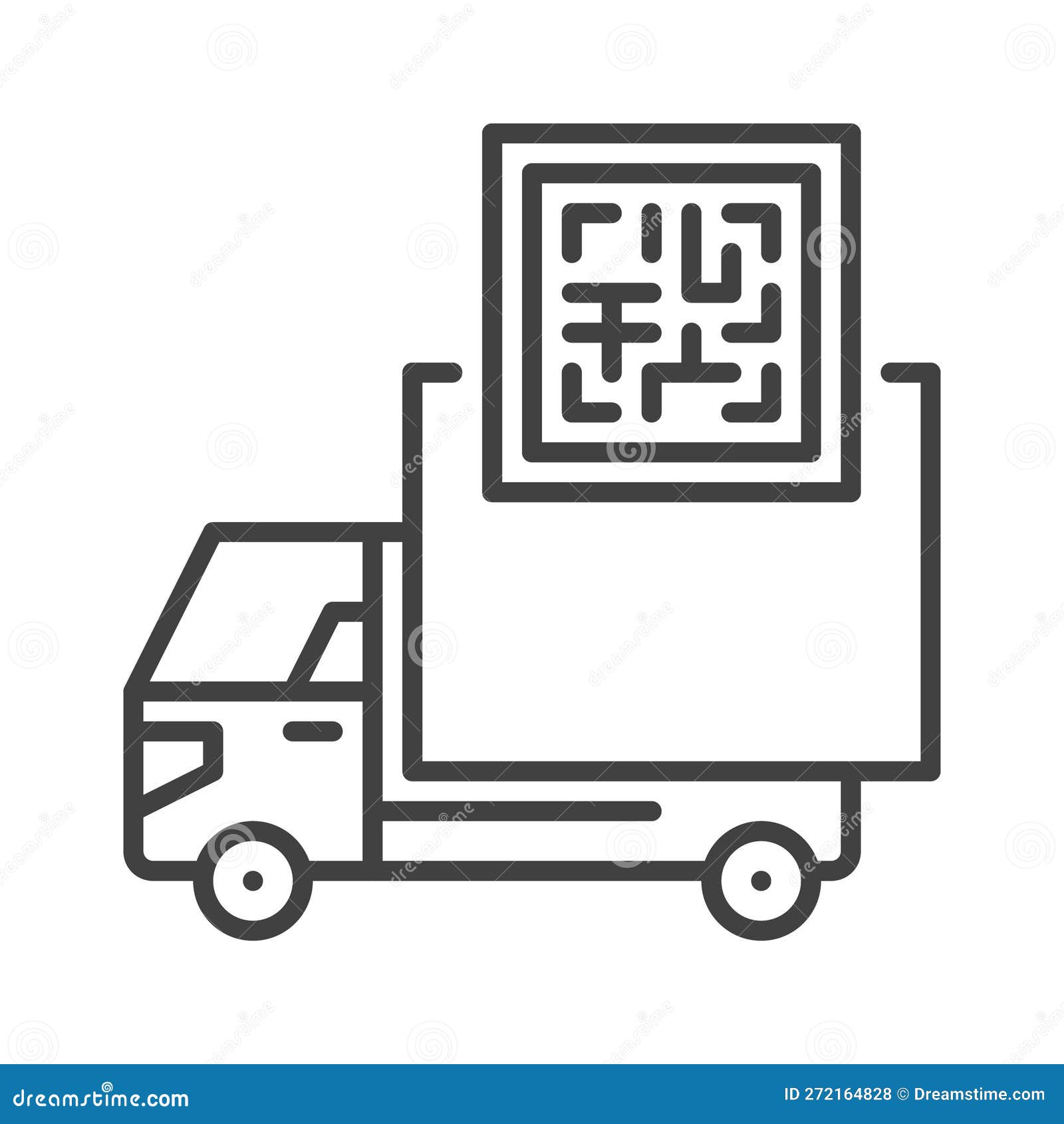 QR Code and Delivery Truck Vector Concept Thin Line Icon Stock Vector ...