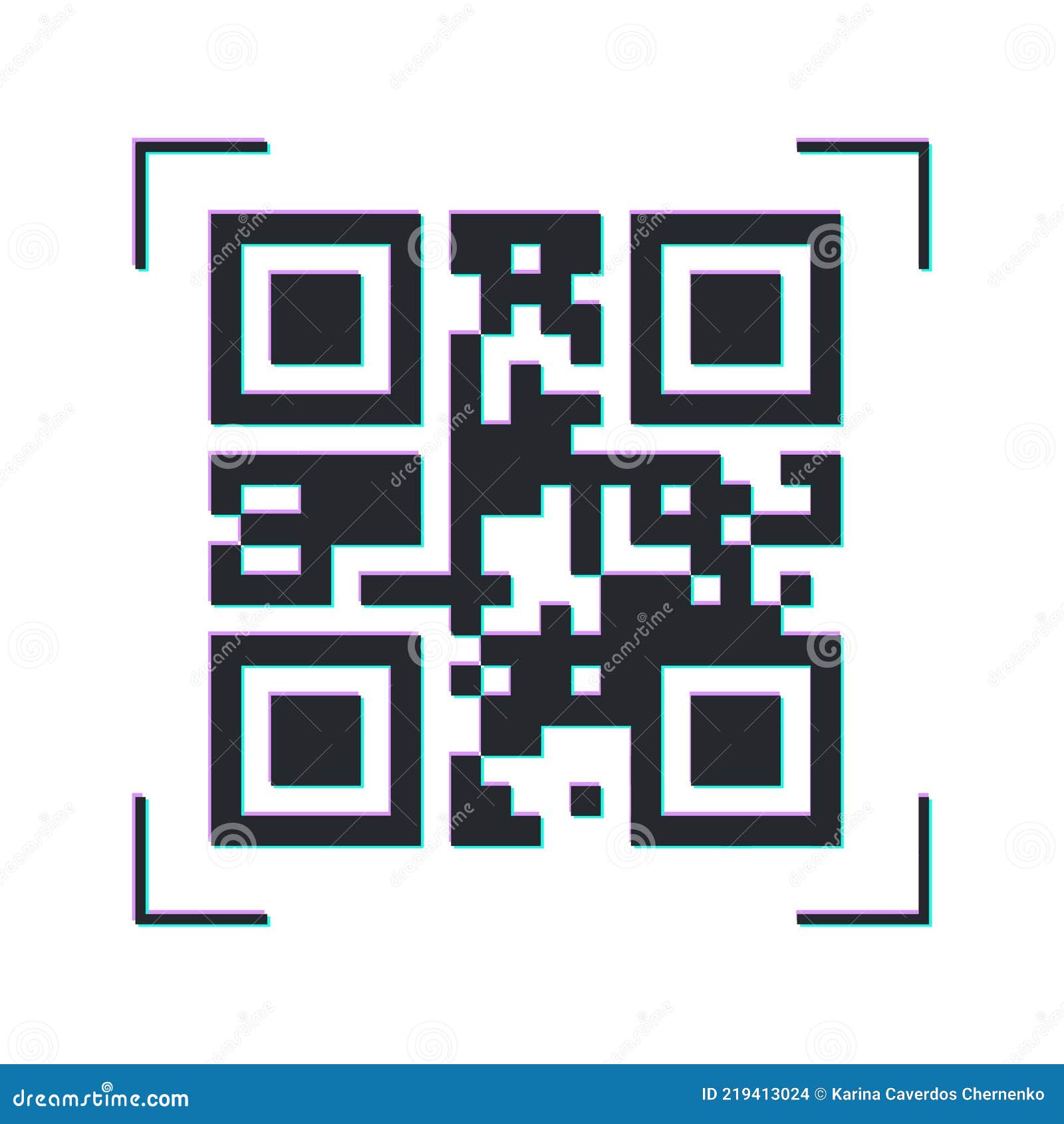 Qr Code. Digital Scanning Label In Cyber Style. With The Glitch Effect ...